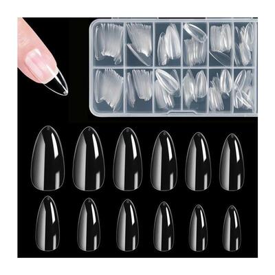 240 件 Almond False Nail Tips Clear Matt Soft Fake Nails Ext