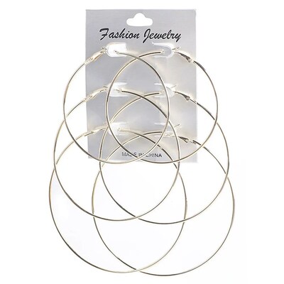 3pair/set Punk Hoop Earrings Set Big Circle Earrings Jewelry