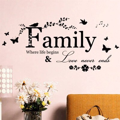Family Love Never End Quote Vinyl Wall Decal Wall Lettering
