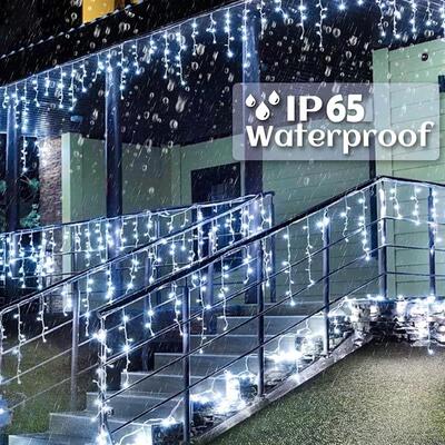 Solar Curtain Icicle Lights Outdoor Eaves Decoration Lights