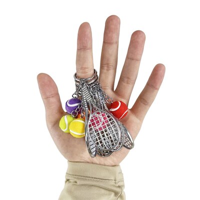 1pc Mini Tennis Racket Keychains Tennis Ball Key Rings