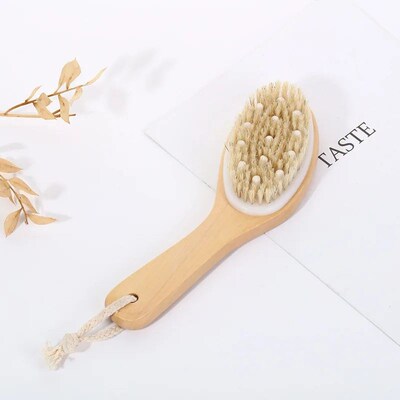 Dry Skin Wood Body Brush Exfoliation Natural Bristle Back Br