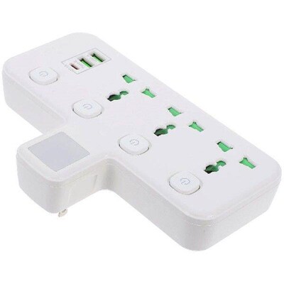 Row of Sockets Flat Plug Extension Cord Compact Usb Power