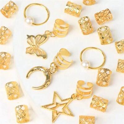 25pcs Dreadlock Hair Rings Adjustable Cuffs Clip Hair Braids