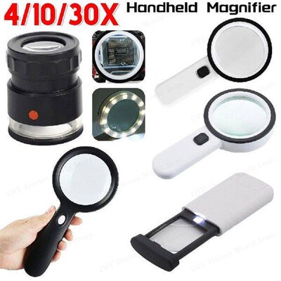 4/10/30X Pocket Magnifier with 12 LED UV Light Illuminated