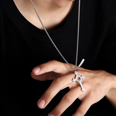 Necklace Mens long cross sweater chain accessories项链男