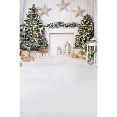 Christmas ree Fireplace Photocall Backgrounds Snowman Window