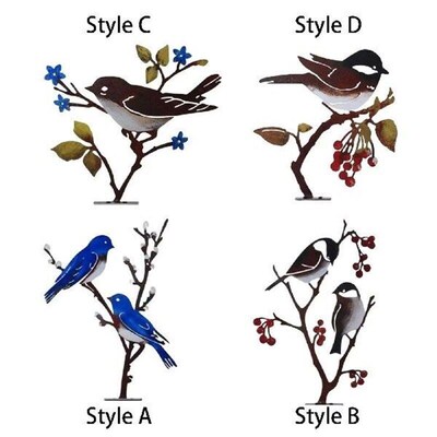 Metal Birds on Branch Centerpiece Elegant Bird Statue Metal