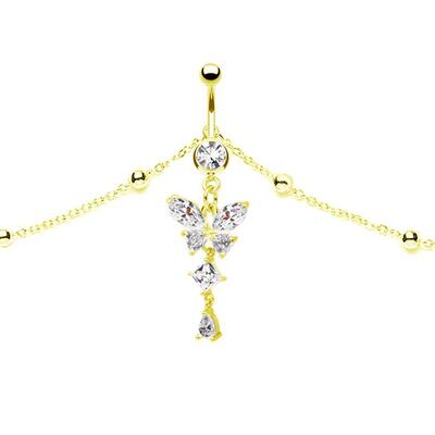 Fashion Waist Chains CZ Butterfly Dangling Belly Chain Body