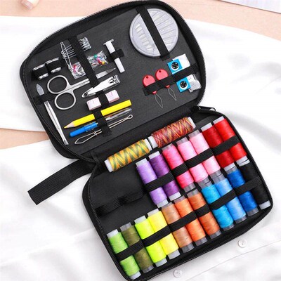 Sewing Kit Complete Set with Threads Needles Scissors Tape M