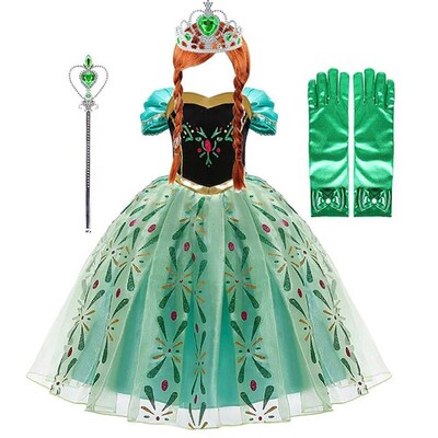 Cinderella Anna Elsa Costume Children Princess Dress for Gir