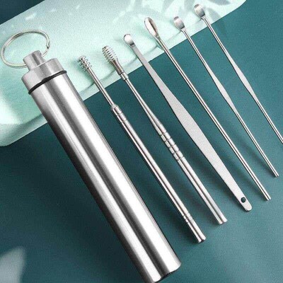 Ear Digging Spoon Set Spiral Ear Picking Cleaning 6 Piece Ea