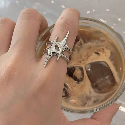 New Fashion Cross Star Asymmetric Rings Women Temperament Si