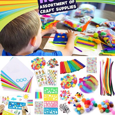 Colorful Pipe Cleaners Craft Kit Popsicle Plush s Pompoms er