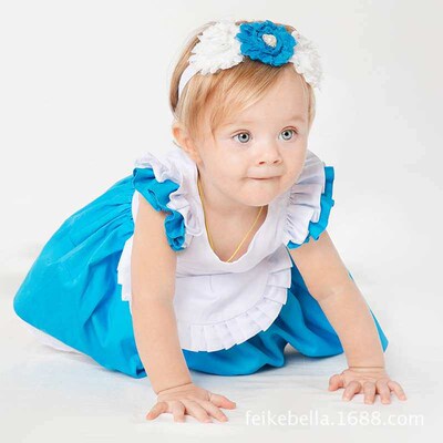 Girls Dress Summer New White Blue Cinderella Md Fashion Flyi