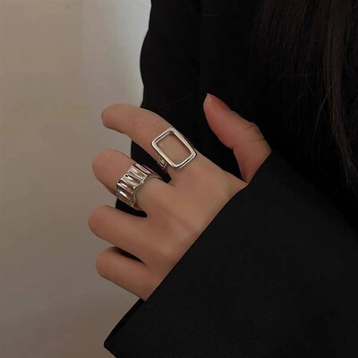Silver Color Metal Ring Set New rendy Vintage Elegant Irregu