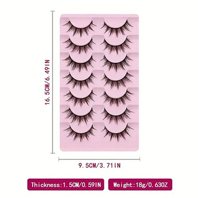 7 Pairs Manga Lashes - Natural Look, 3D Volume, Wispy, Fluff