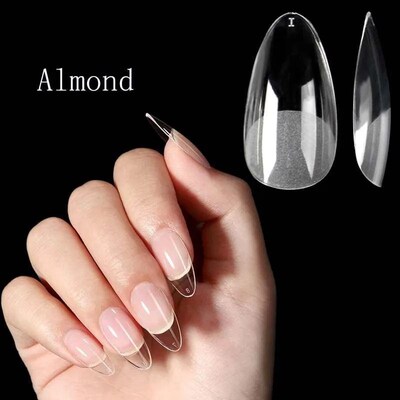 120Pcs Short Almond Oval Fake Nail Tips Extension System Scu