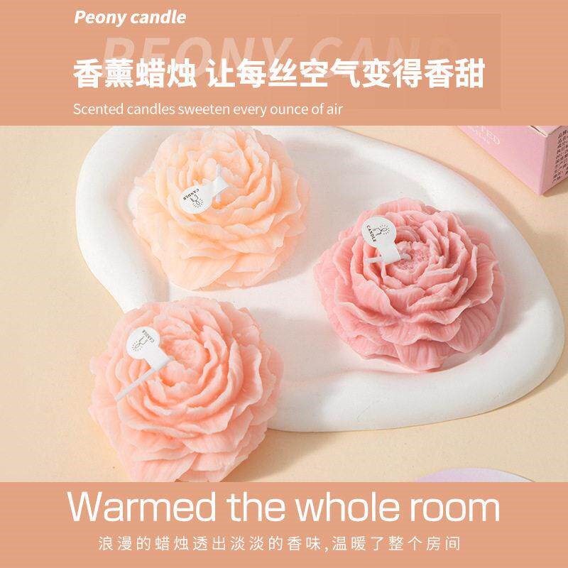 Fashion Peony Flower Shape Aromatherapy Candle Decoration