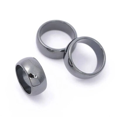 Hematite Ring Natural Stone Flat Arc Plain Non-Magnetic Coup