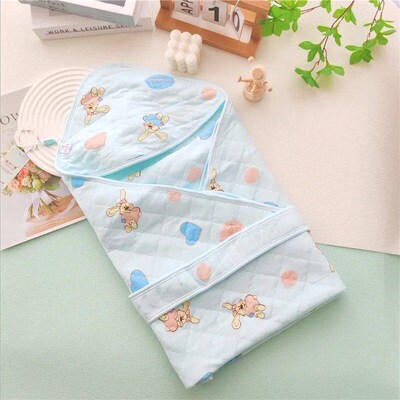 Embroidery Baby Blanket Infant Cotton Square Envelop Swaddle