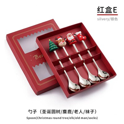 Merry Christmas spork Spoon set coffee spoon Fruit fork gift