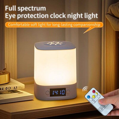 Portable Led Night Light with Clock Time Display Rechargeabl