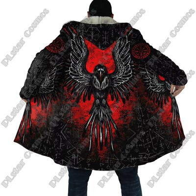 Winter Fashion Mens cloak Wolf Tattoo Dragon Rune 3D Printed