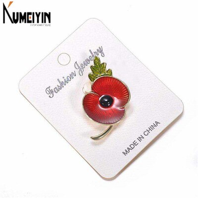 New vintage Red Enamel Poppy Flower Brooch Pin Broach for wo