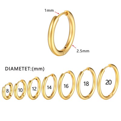 New Simple Stainless Steel Small Hoop Earrings for Women Men