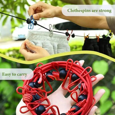 Retractable Iron Wire Clothesline, Adjustable Outdoor Campin