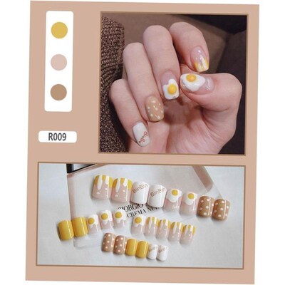 24Pcs Fake Nails Finished Nail Patch Short Fake Nails