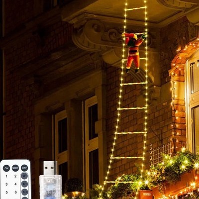Christmas  LED Santa Claus Climbing Ladder Light USB Plug