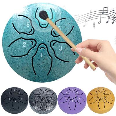 3 Inches 6 Tones Steel Tongue Drum Outdoors Rain Drum Instru