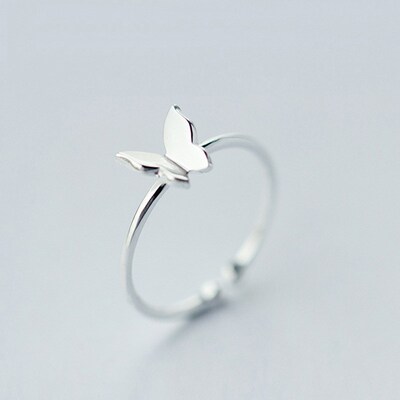 Simple Fashion Silver Color Feather Dolphin Adjustable Ring
