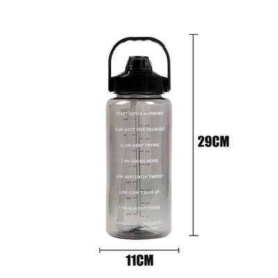 2 Liters Straw Plastic Water Bottle Large Portable Travel Bo