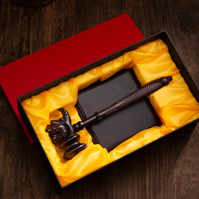 法槌黑檀木摆件家居客厅办公室装饰品中式獬豸律师商务开业送礼