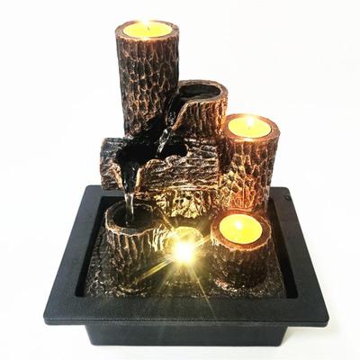 跨境新款Resin fountain流水摆件桌面蜡烛树脂工艺品家居创意喷泉
