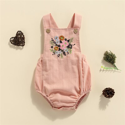 0-18M Newborn Infant Baby Girls Flower embroidery Romper Sle