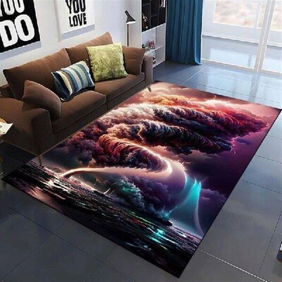 3D Natural Disaster Tornado, Cloud Carpet Non-slip Area Rug