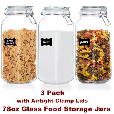 Glass Food Storage Jars Airtight Clamp Lid Kitchen Canisters