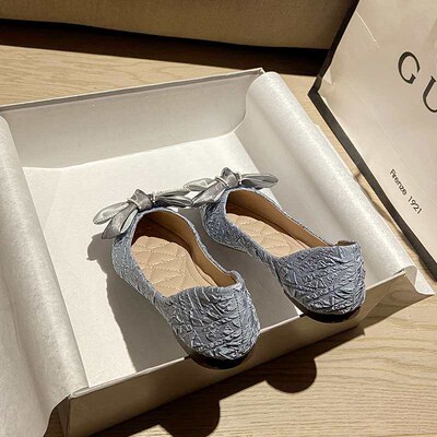 Gentle Fairy Style Small Pointed Flat Bow Shoes Womens Comf