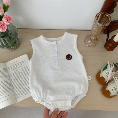 Infant Summer Clothing 2025 Thin Open Button Sleeveless Romp