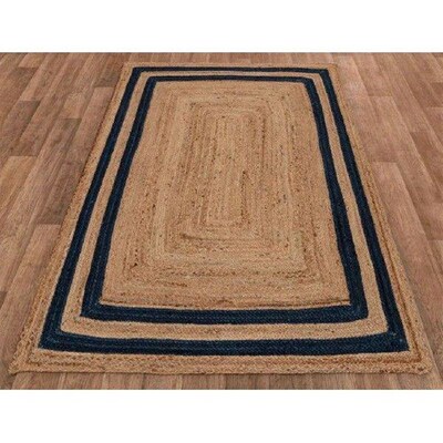 Jute Rugs Rectangle Hand Braided Farmhouse Area Rug Rustic