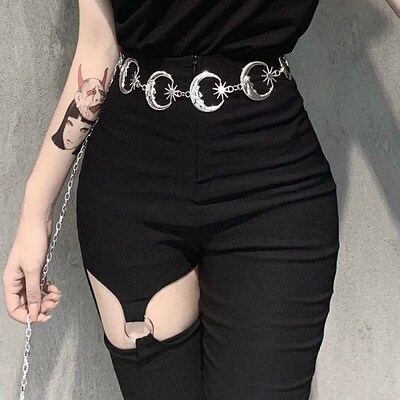 Punk Hip Hop Style all-match waist chain Moon Vintage Metal