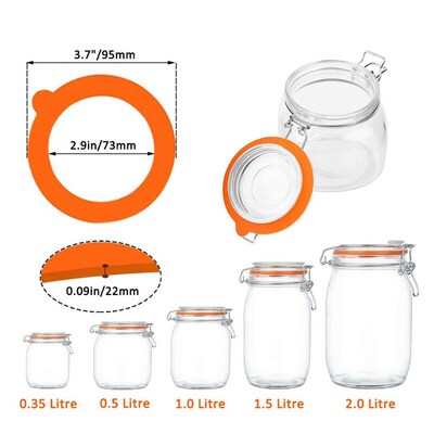 15 PCS Leak-Proof Rubber Seals Ring Silicone Jar Gasket Food