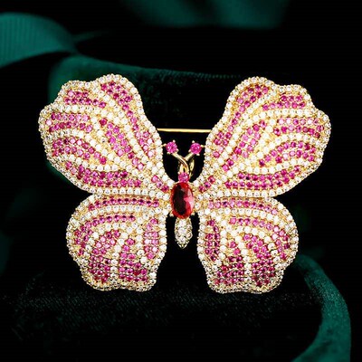 Micro-inlaid zircon high-grade butterfly corsage retro socia