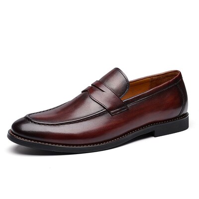 slip-on business shoes men loafers 真皮一脚蹬皮鞋男 头层牛皮