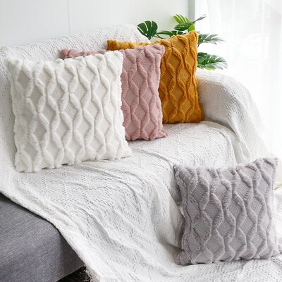 Fur Decorative Cushion Cover Pillow Case Sofa Plush Pillowca