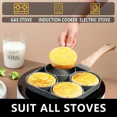 Egg Frying Pan Nonstick Pancake Pans 4-Cups Cookware